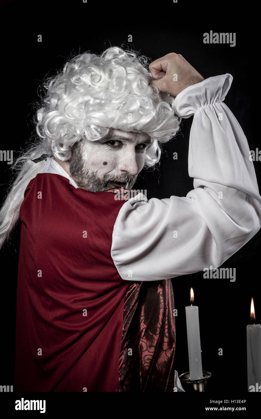 gentleman rococo era wig Stock Photo - Alamy
