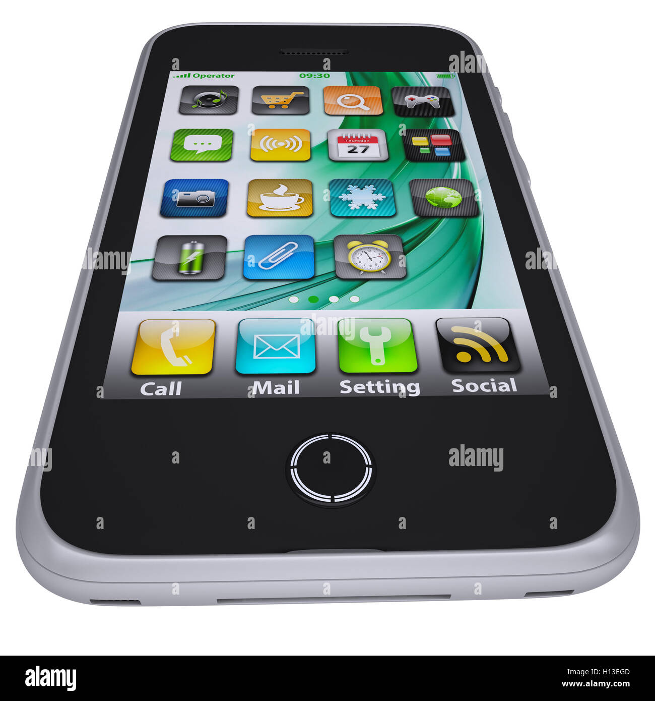 Metal smartphone. The phone screen desktop image Stock Photo - Alamy