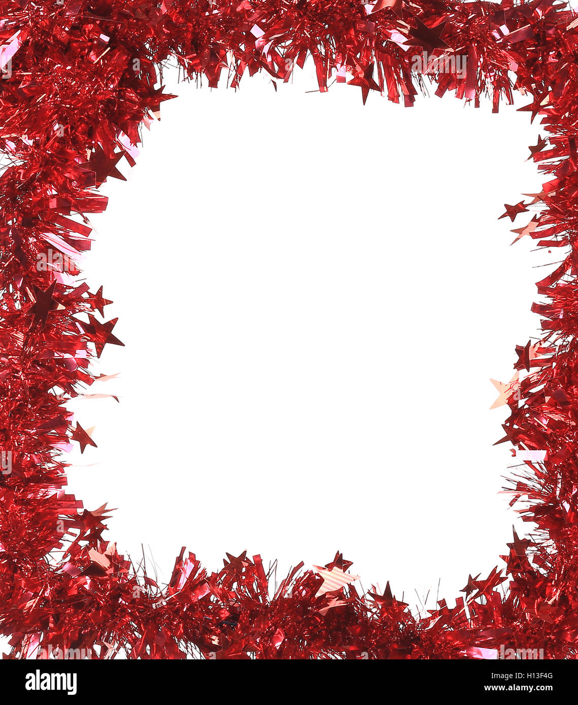 Christmas red tinsel as frame Stock Photo - Alamy