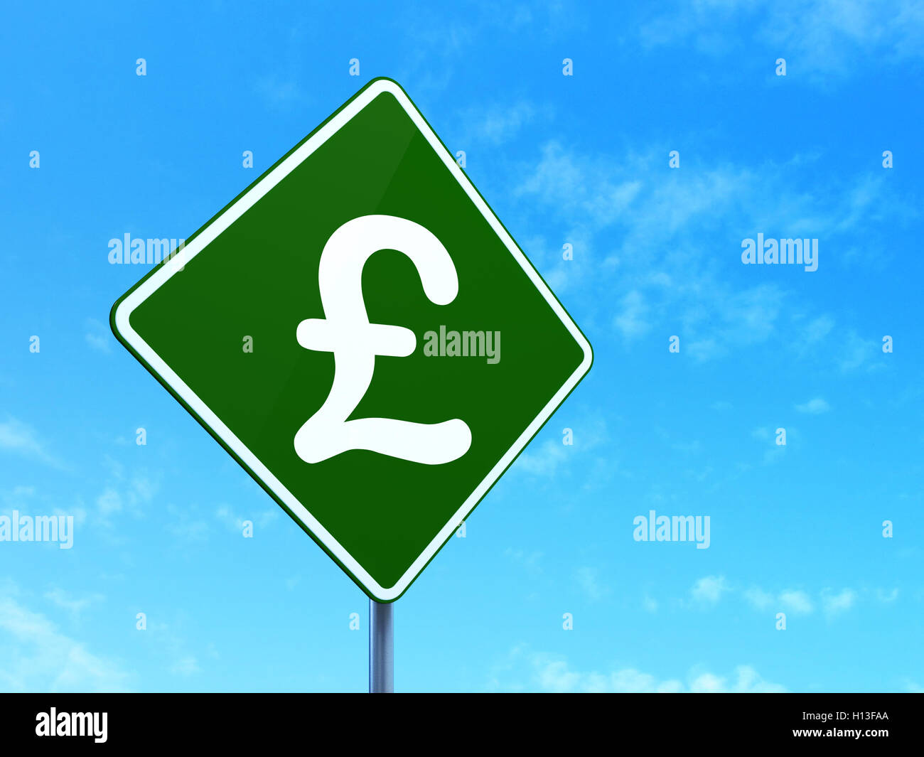 Currency concept: Pound on road sign background Stock Photo - Alamy