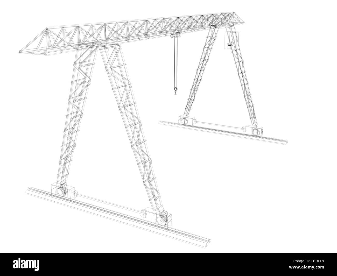 Gantry crane. Wire-frame Stock Photo - Alamy