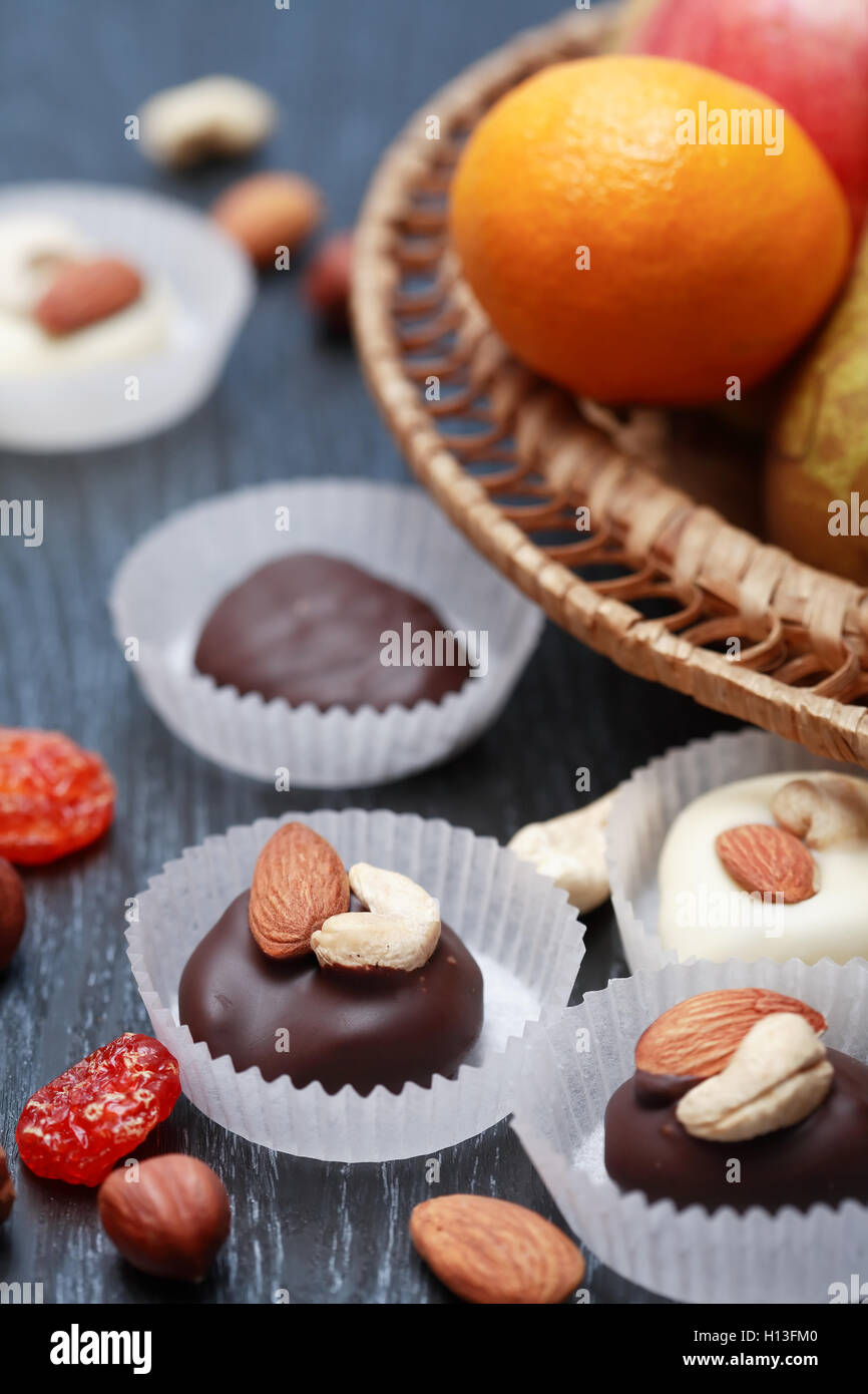 Sweets And Fruits Stock Photo - Alamy