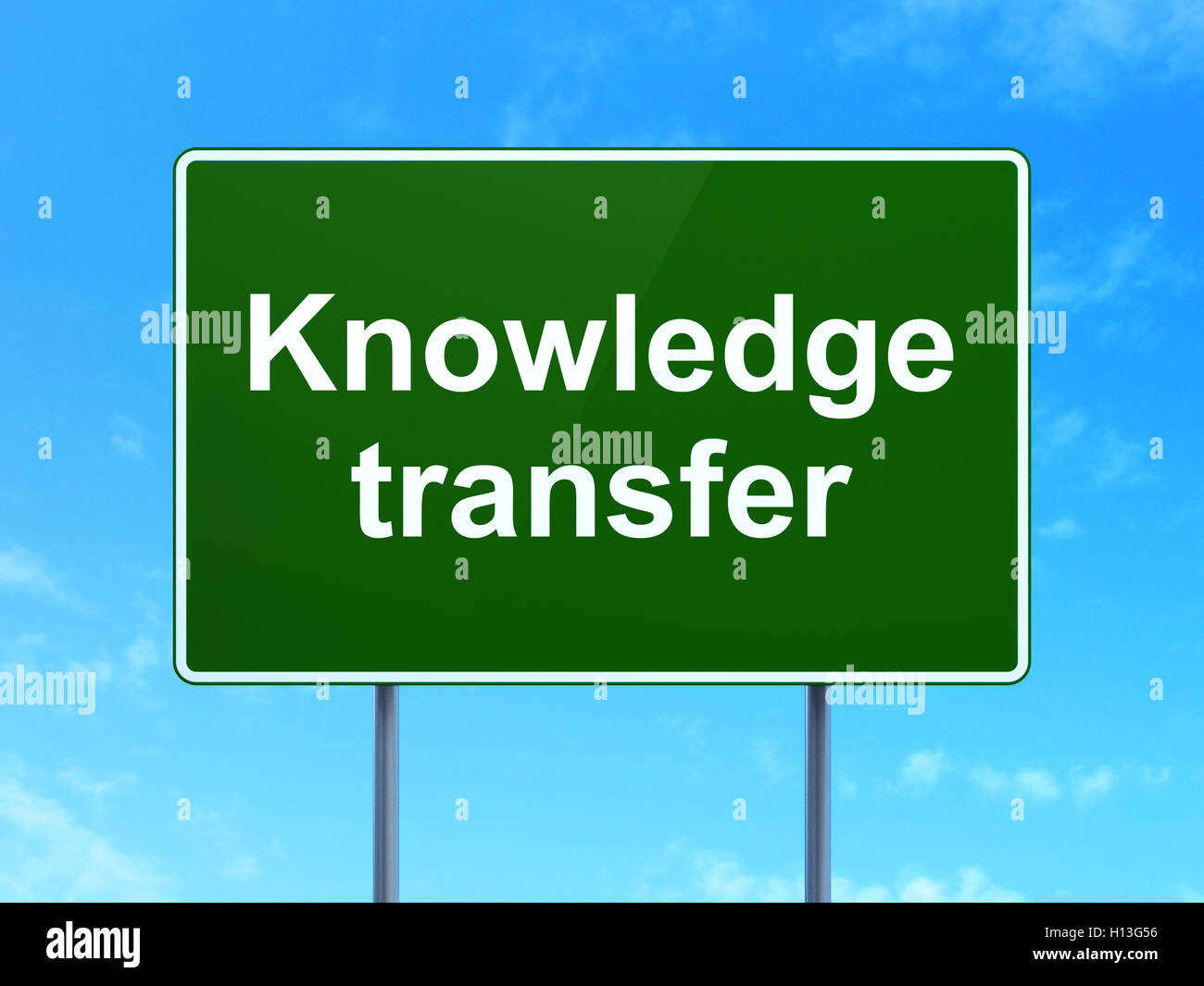 Education concept: Knowledge Transfer on road sign background Stock ...