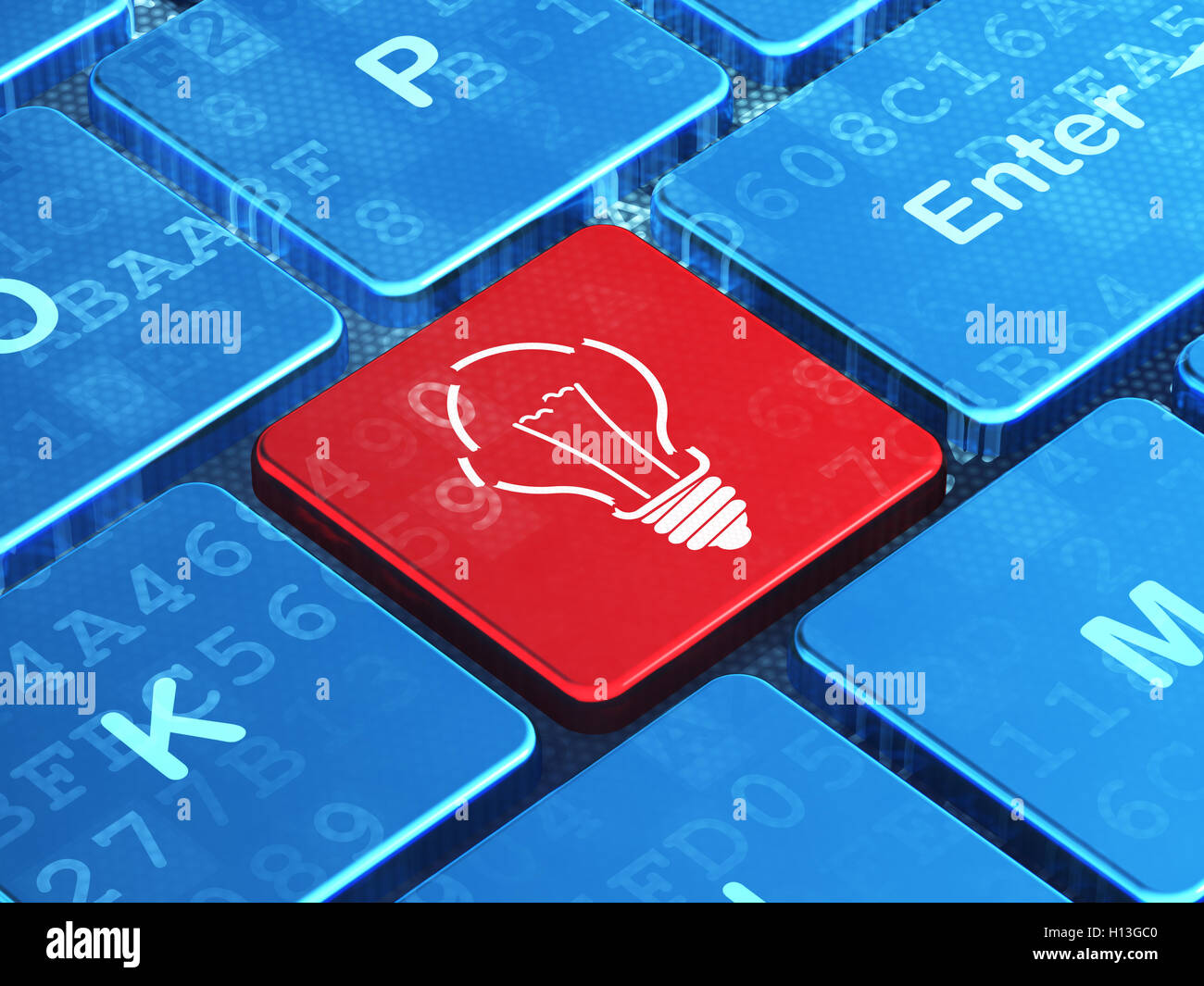 Finance concept: Light Bulb on computer keyboard background Stock Photo ...