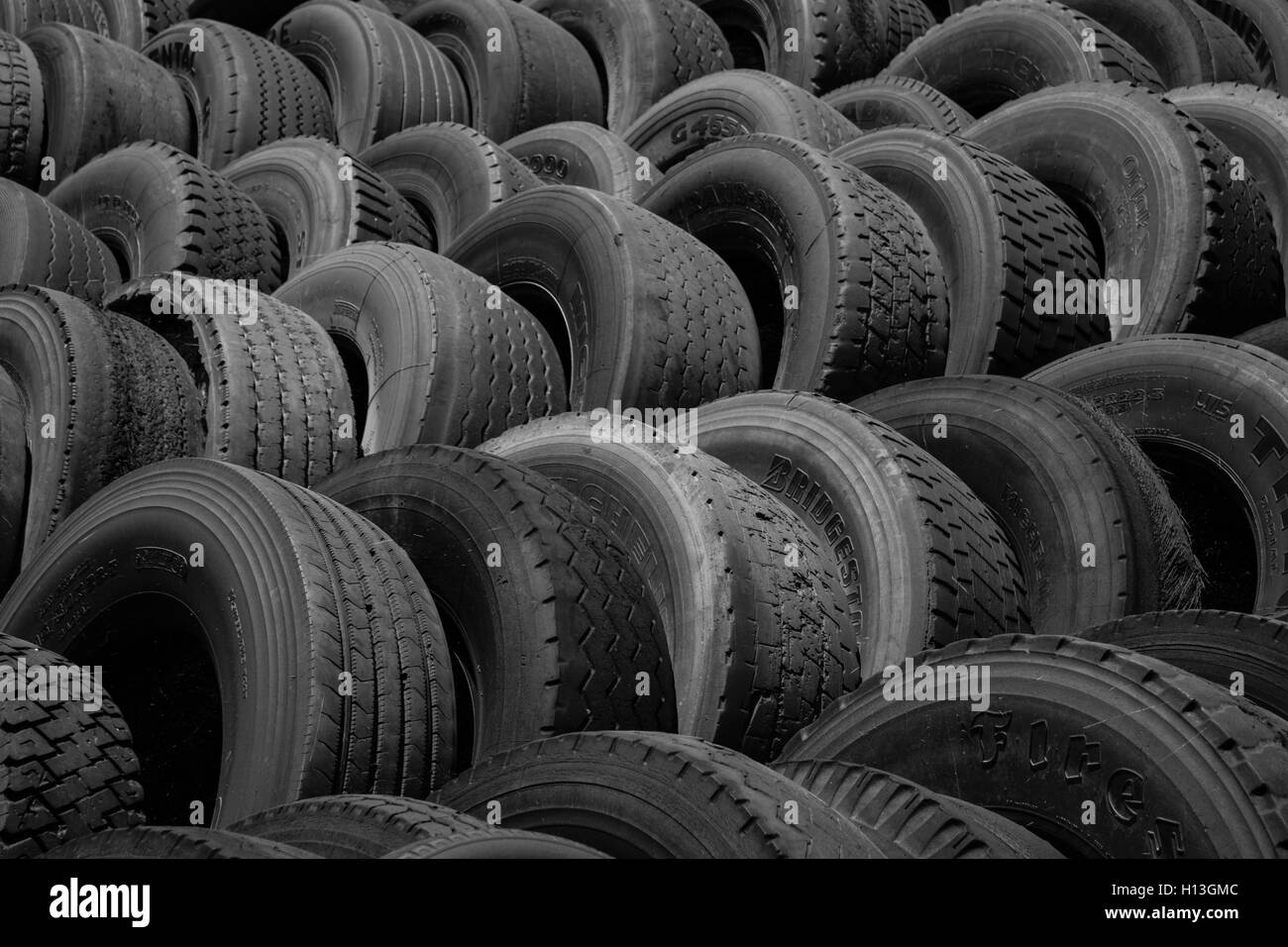 A wheels deposit where thousands of old wheels are stored Stock Photo ...