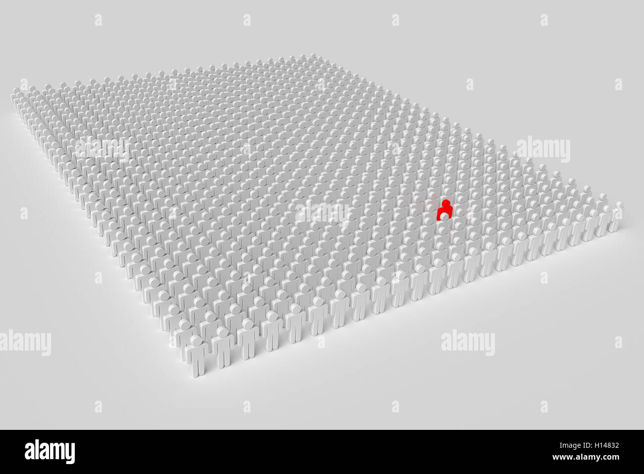 one red man in a squad of plain people Stock Photo - Alamy