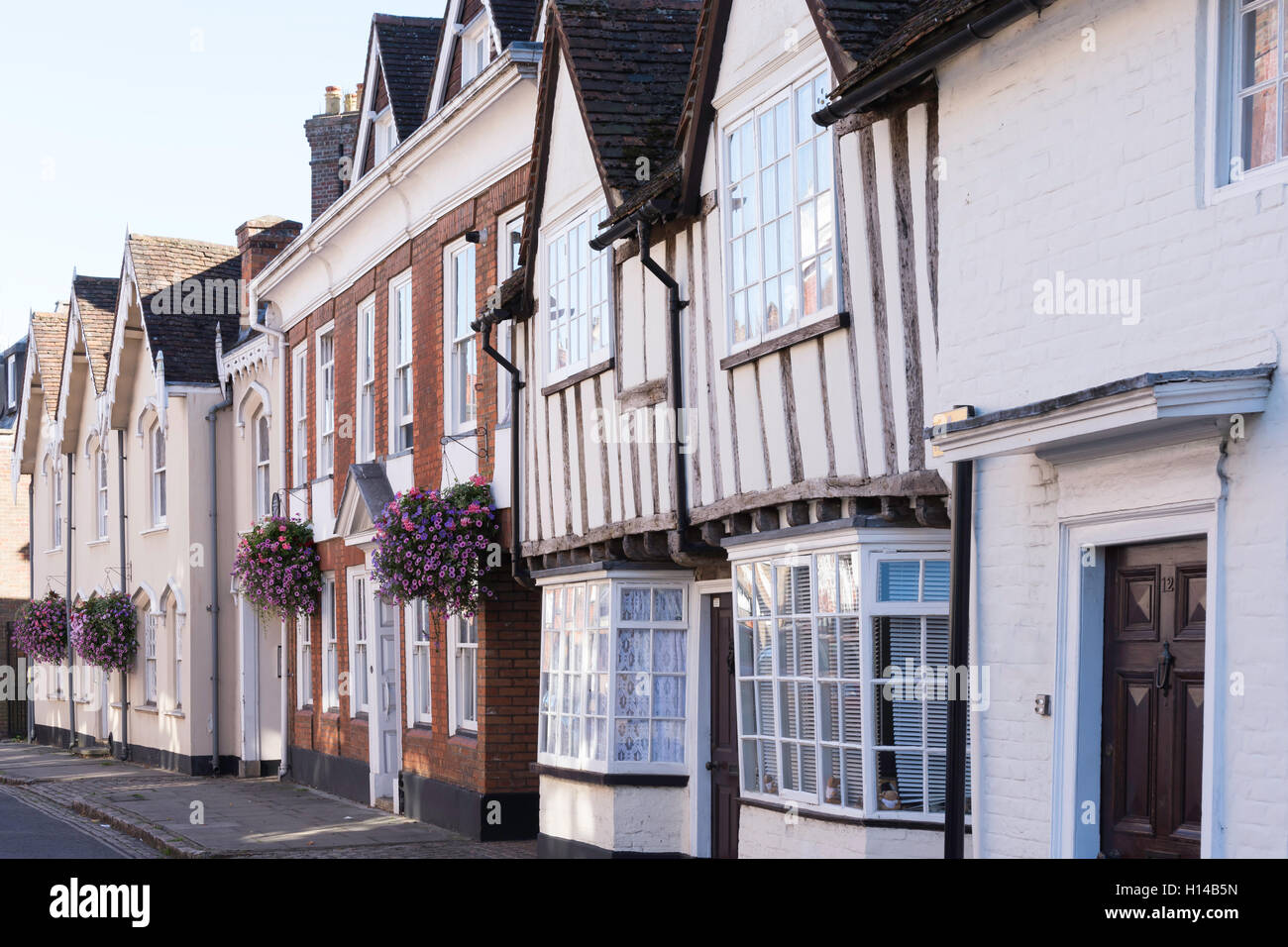 Period houses on Church Street, Aylesbury, Buckinghamshire, England ...