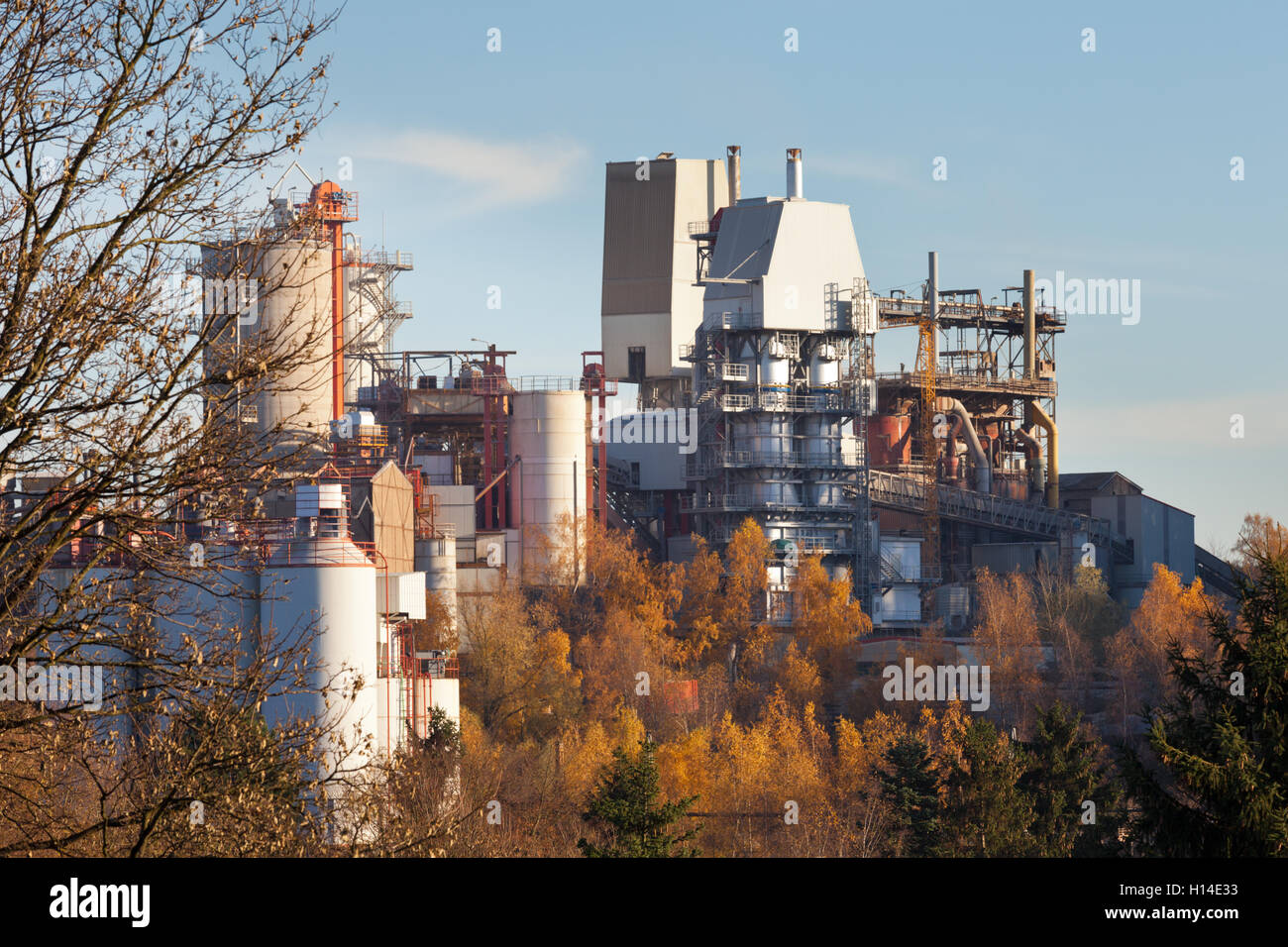 Clean lime factory plant forest Wulfrath Germany Stock Photo - Alamy