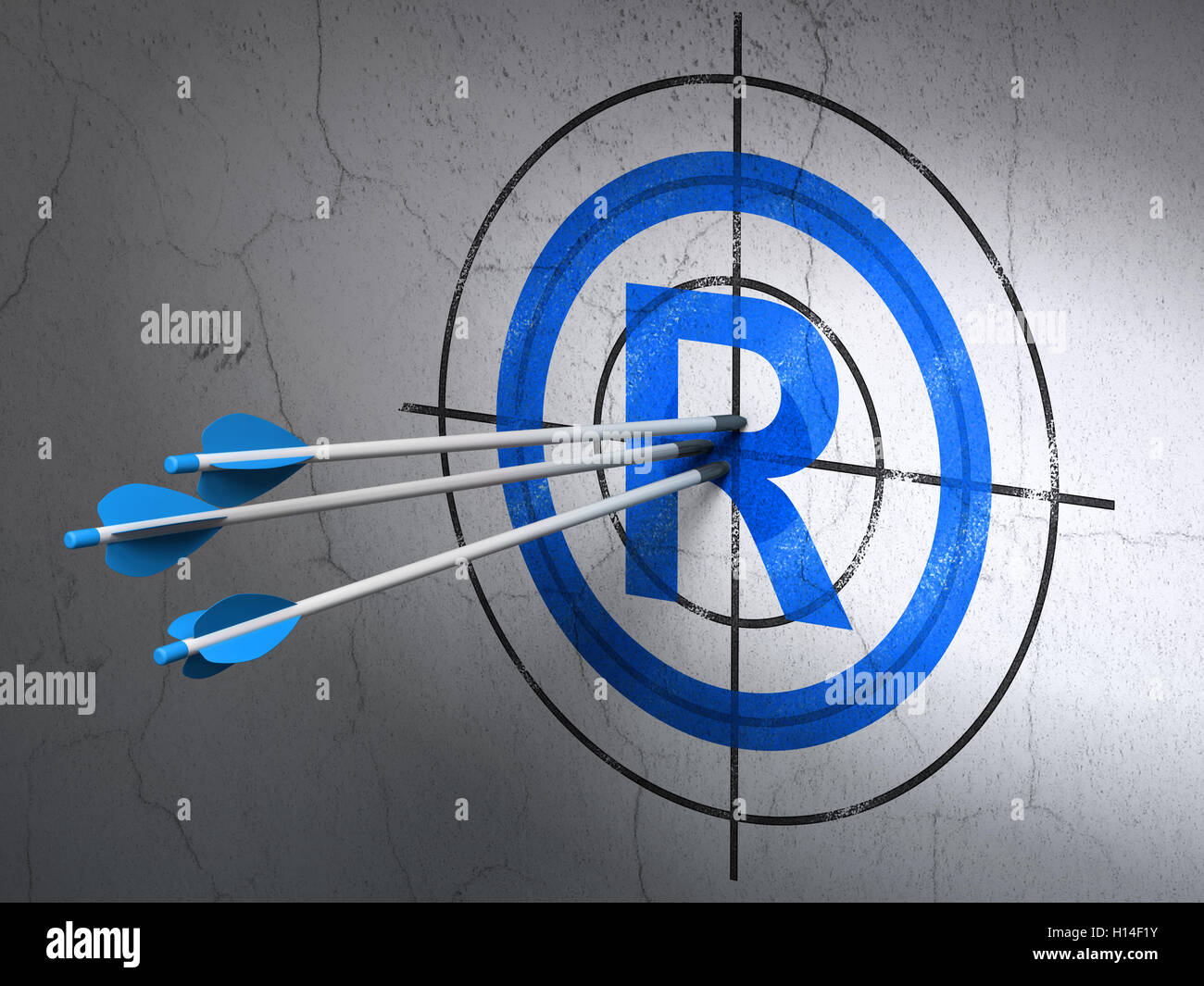 Law concept: arrows in Registered target on wall background Stock Photo ...