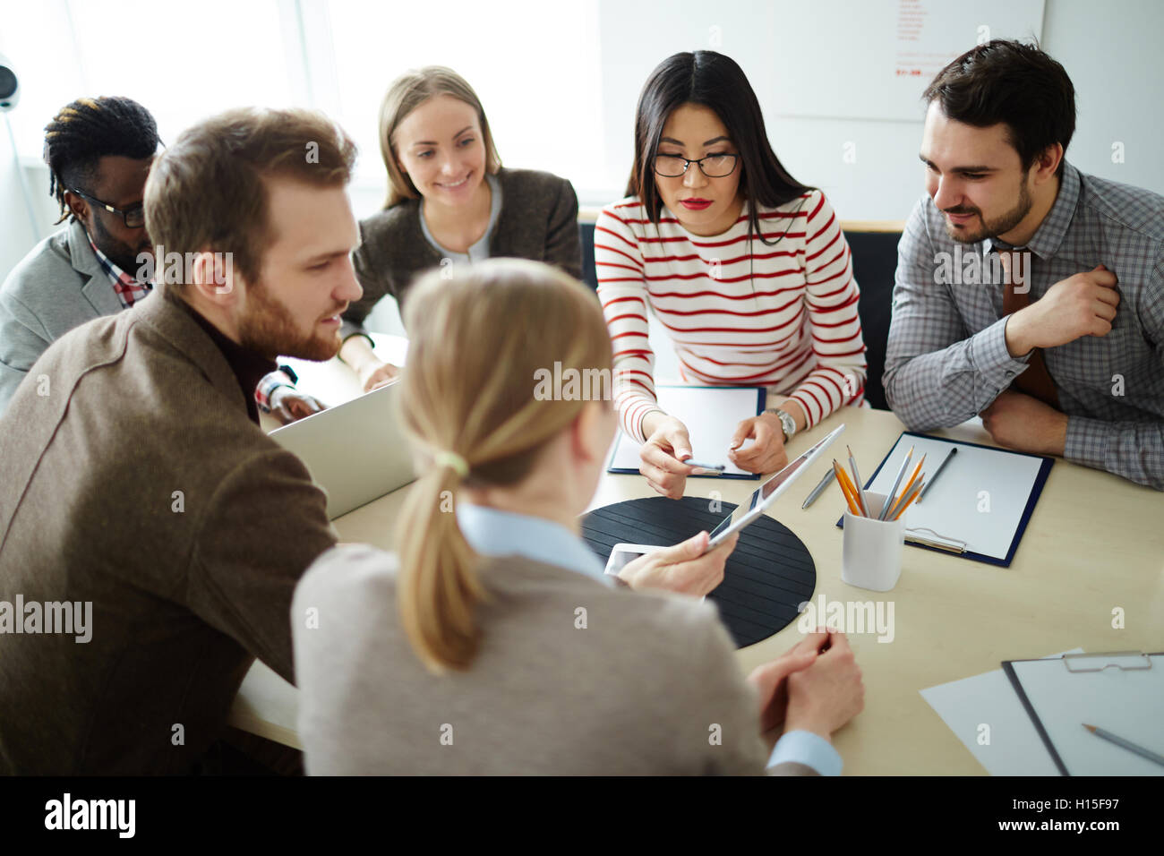 Data in touchpad Stock Photo - Alamy