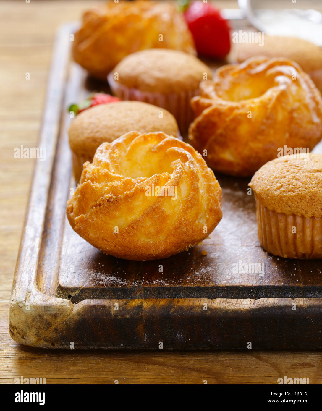 homemade pastries, sweet muffins with powdered sugar Stock Photo - Alamy