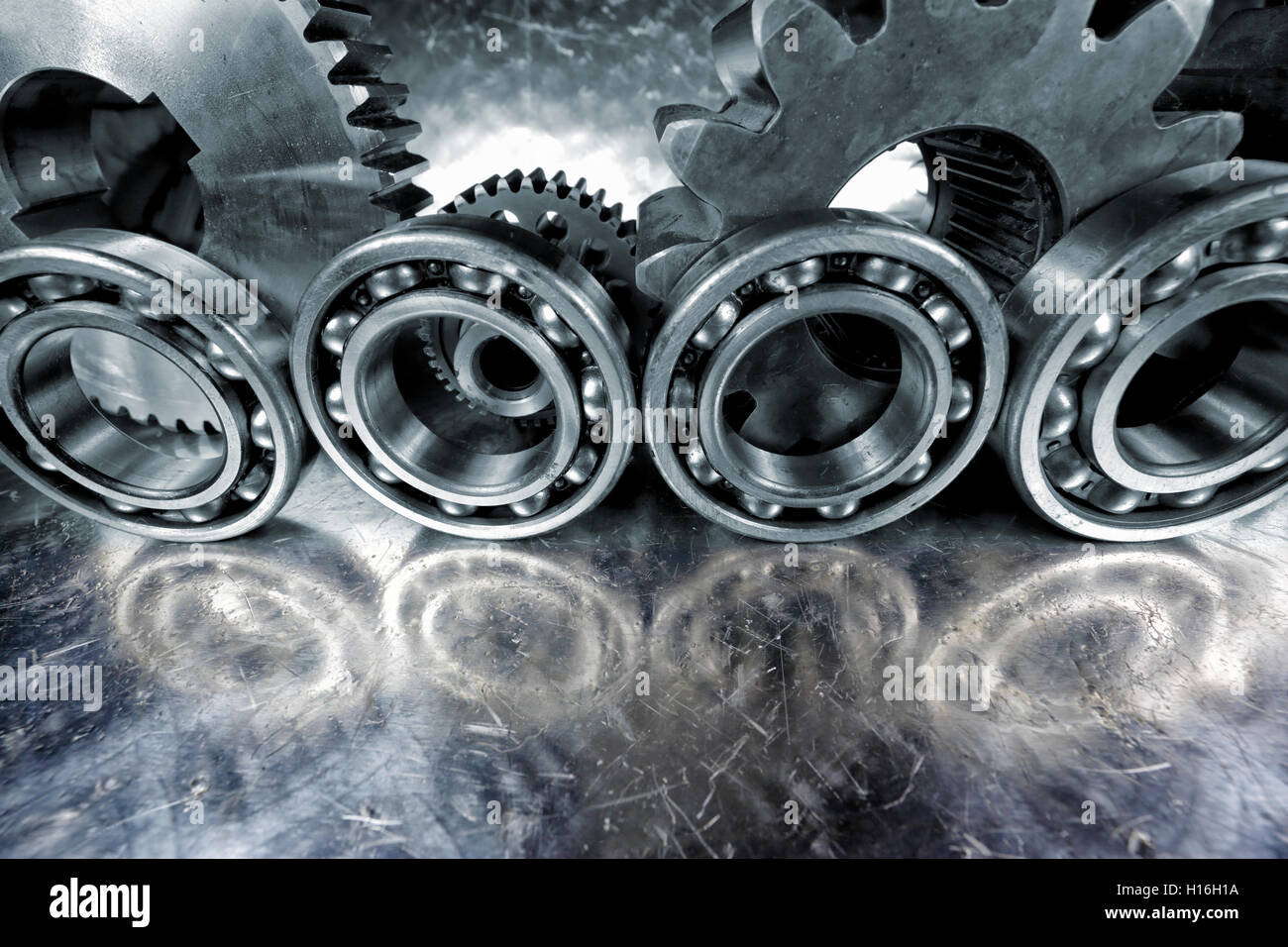 titanium and steel bearings and gears Stock Photo - Alamy