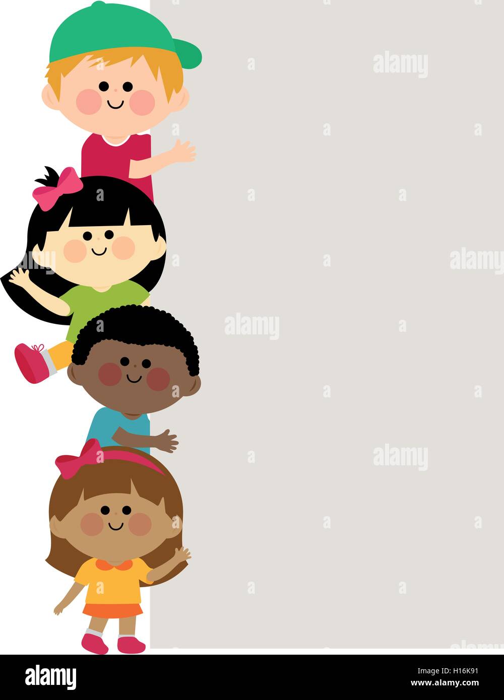 Group Of Diverse Kids Clipart