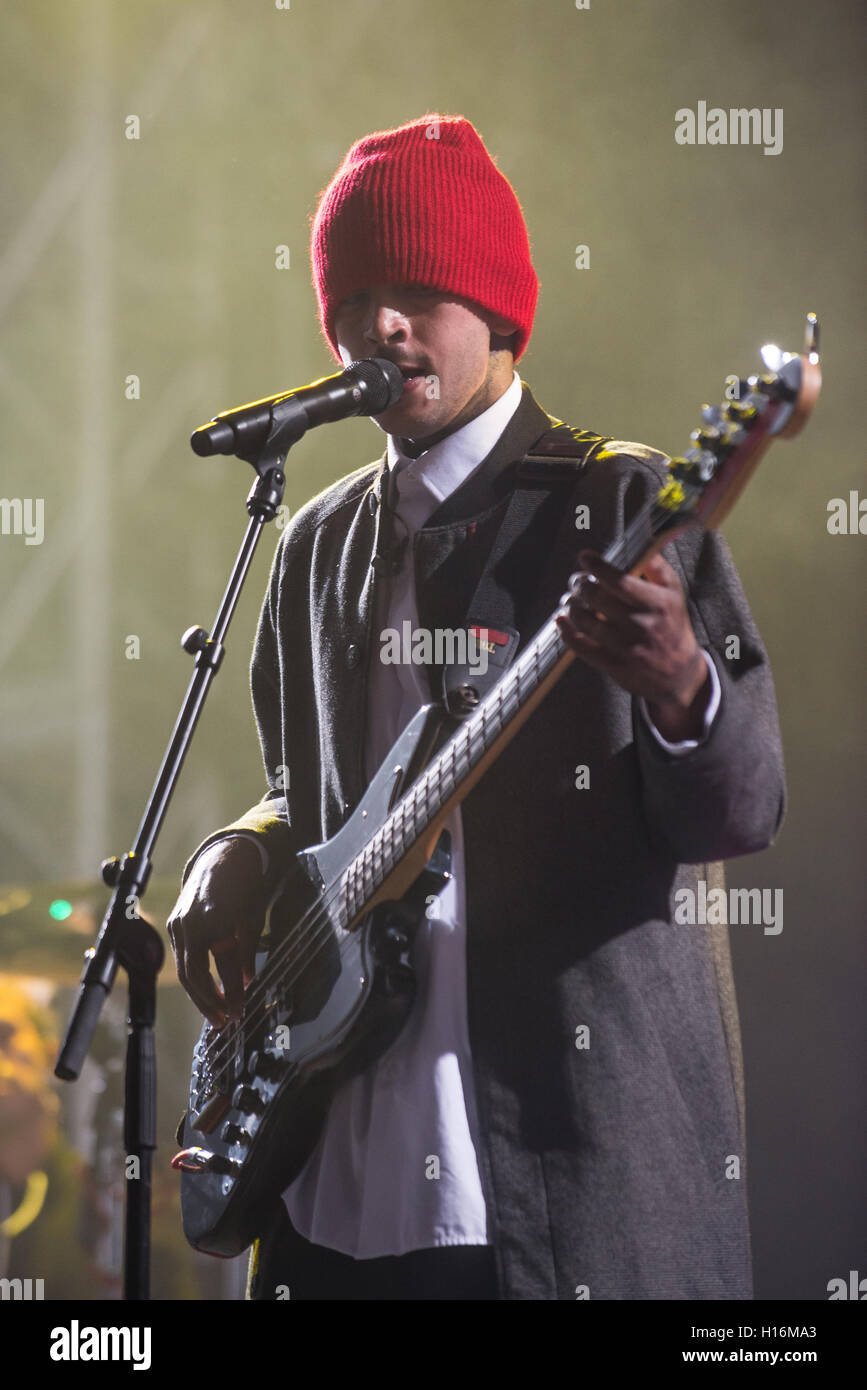 Tyler Joseph of Twenty One Pilots performs on stage at Reading Festival ...