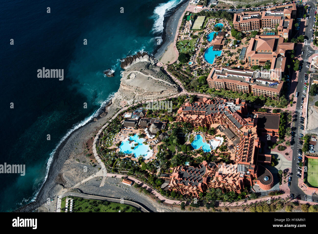 Seaside resort with beach and promenade by the sea, Playa de La ...
