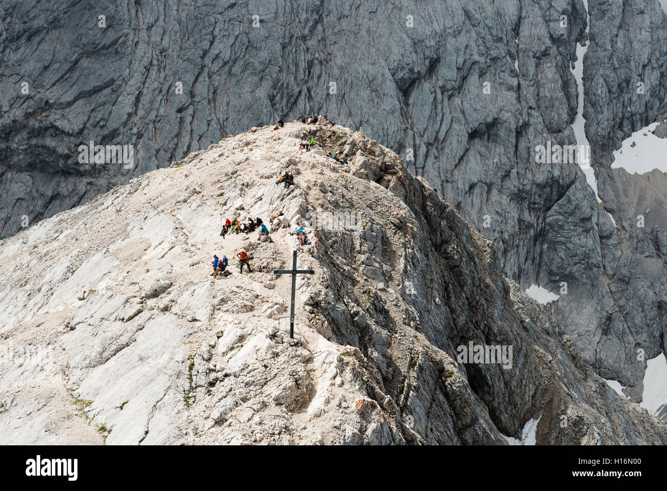Alpspitze with summit cross, Wetterstein, Garmisch-Partenkirchen ...