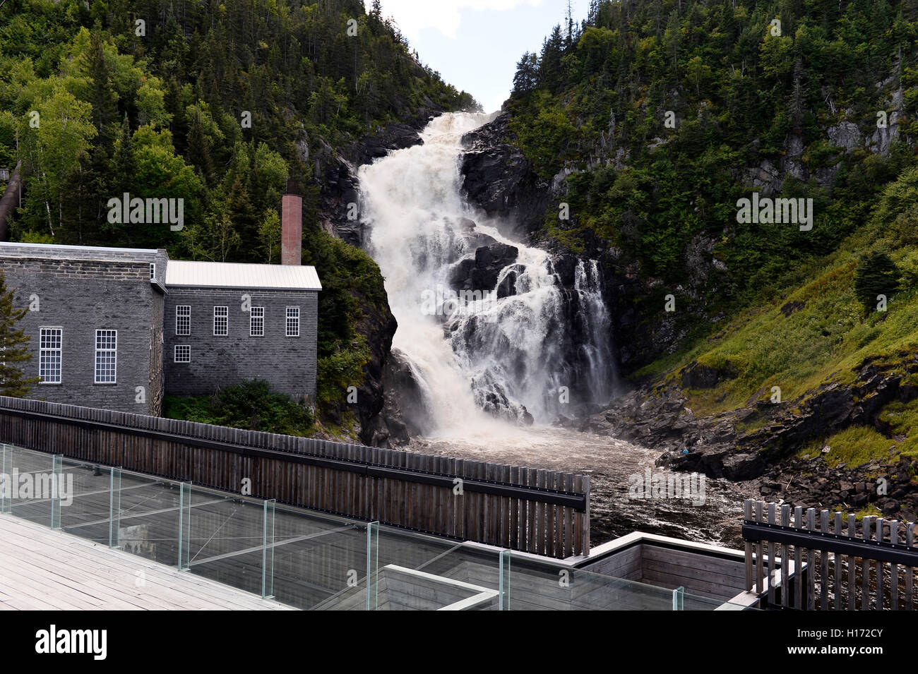 Waterfall in Ghost village of Val-Jalbert, canada Stock Photo - Alamy