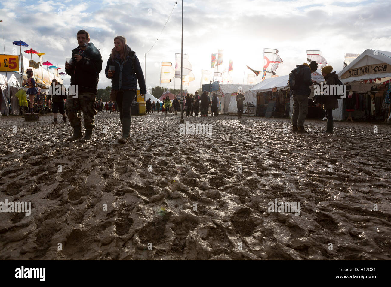 Bad weather with heavy rain creates a very muddy arena and site at ...