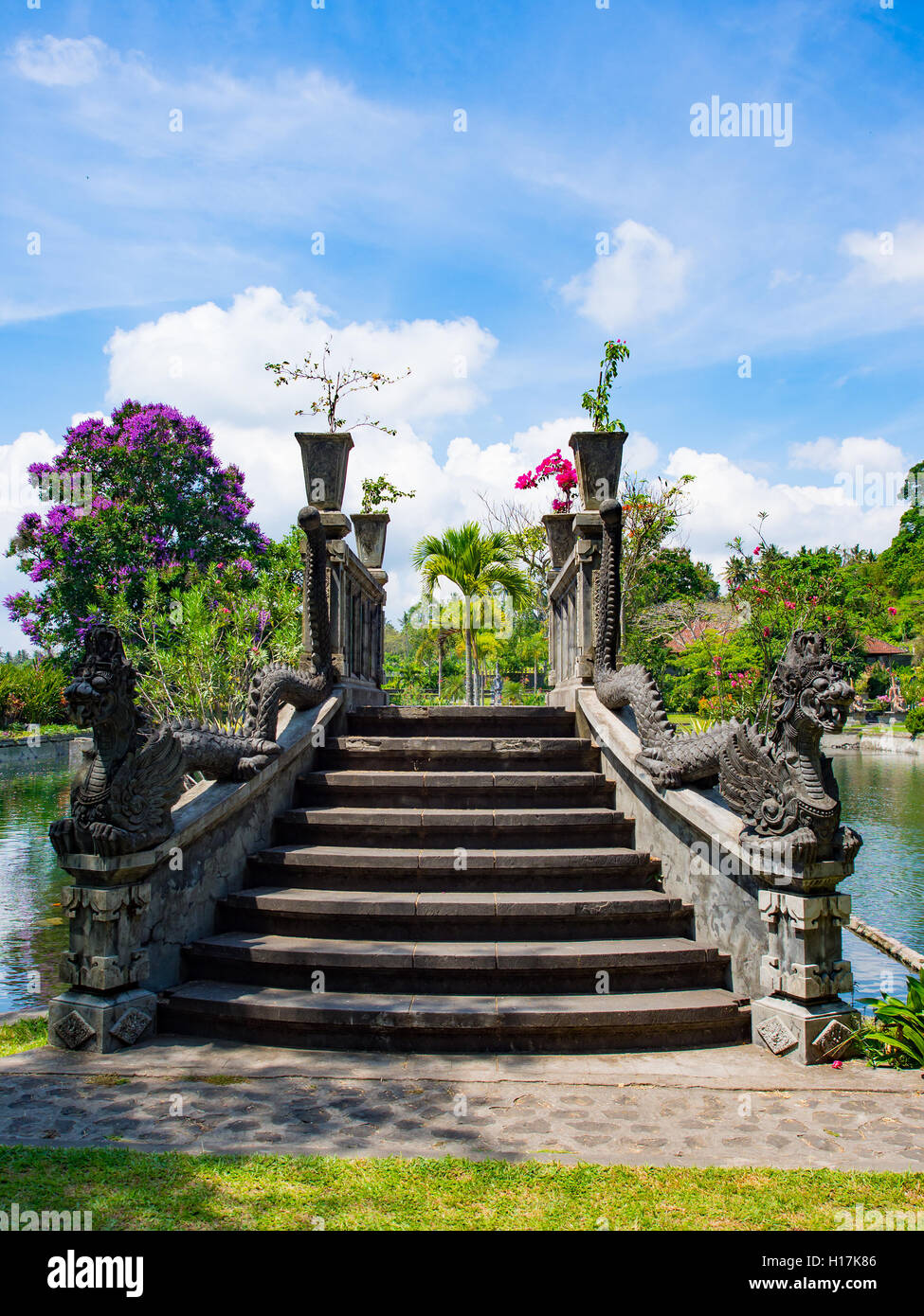 Royal water palace and pools Tirthagangga, Bali island, Indonesia Stock ...