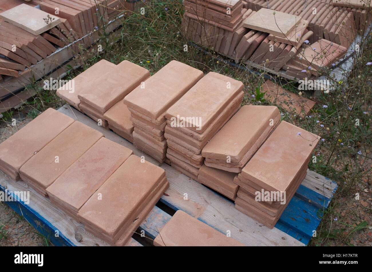 Handmade terracotta tiles at factory in Tuscany Stock Photo - Alamy