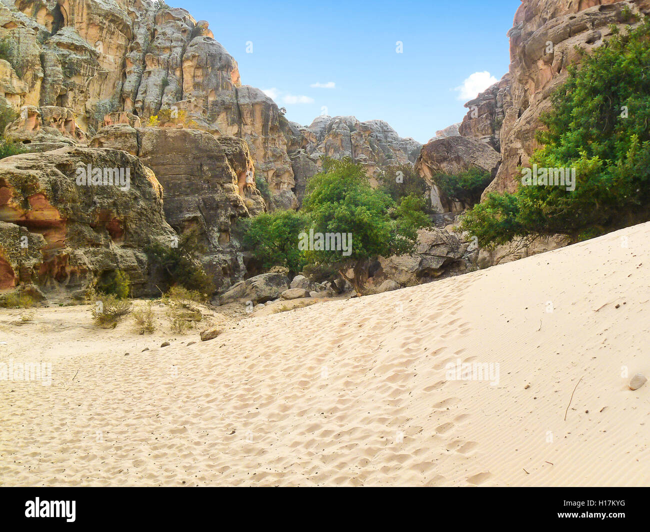 Dune between rocks of Petra, Jordan Stock Photo - Alamy