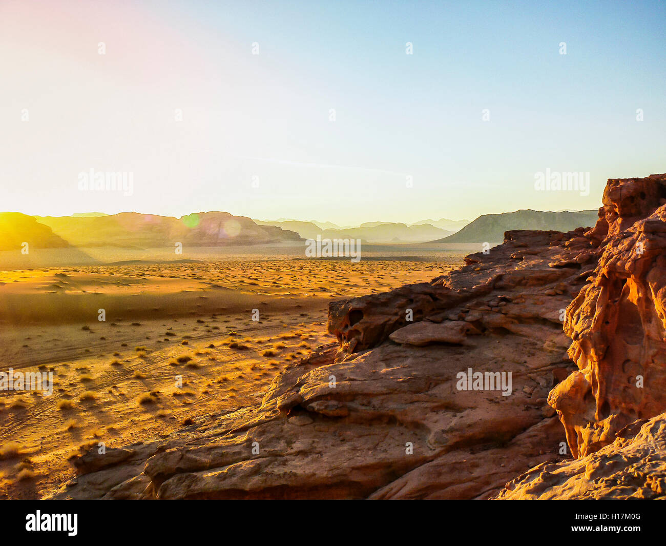 Sunset in the Desert of Wadi Rum, Jordan Stock Photo - Alamy