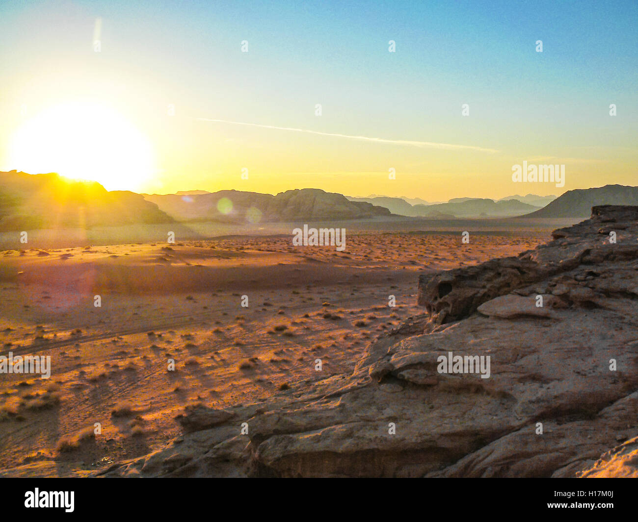 Sunset in the Desert of Wadi Rum, Jordan Stock Photo - Alamy