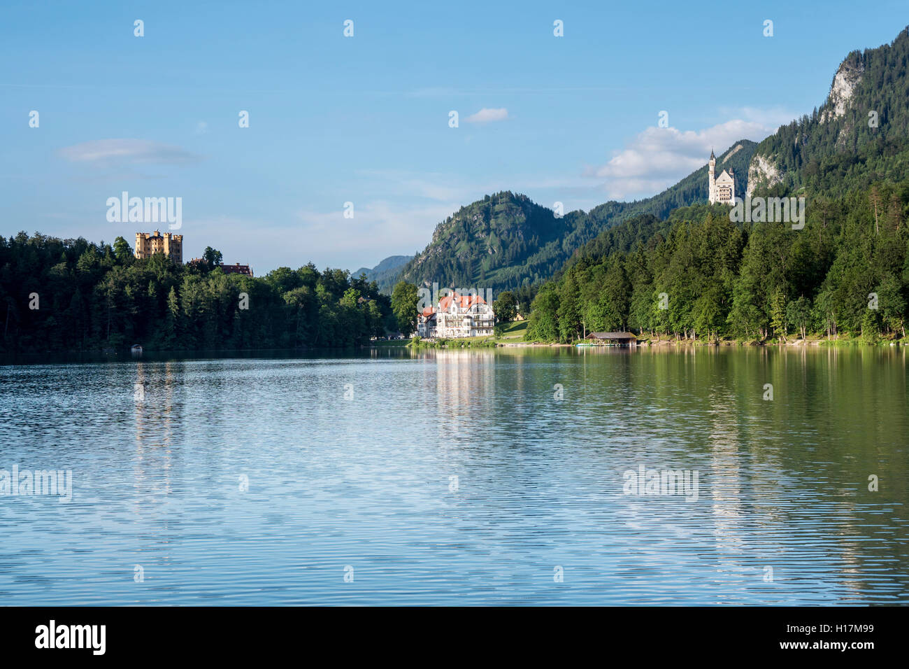 Two castels, Castle Neuschwanstein and Castel Hohenschwangau seen ...