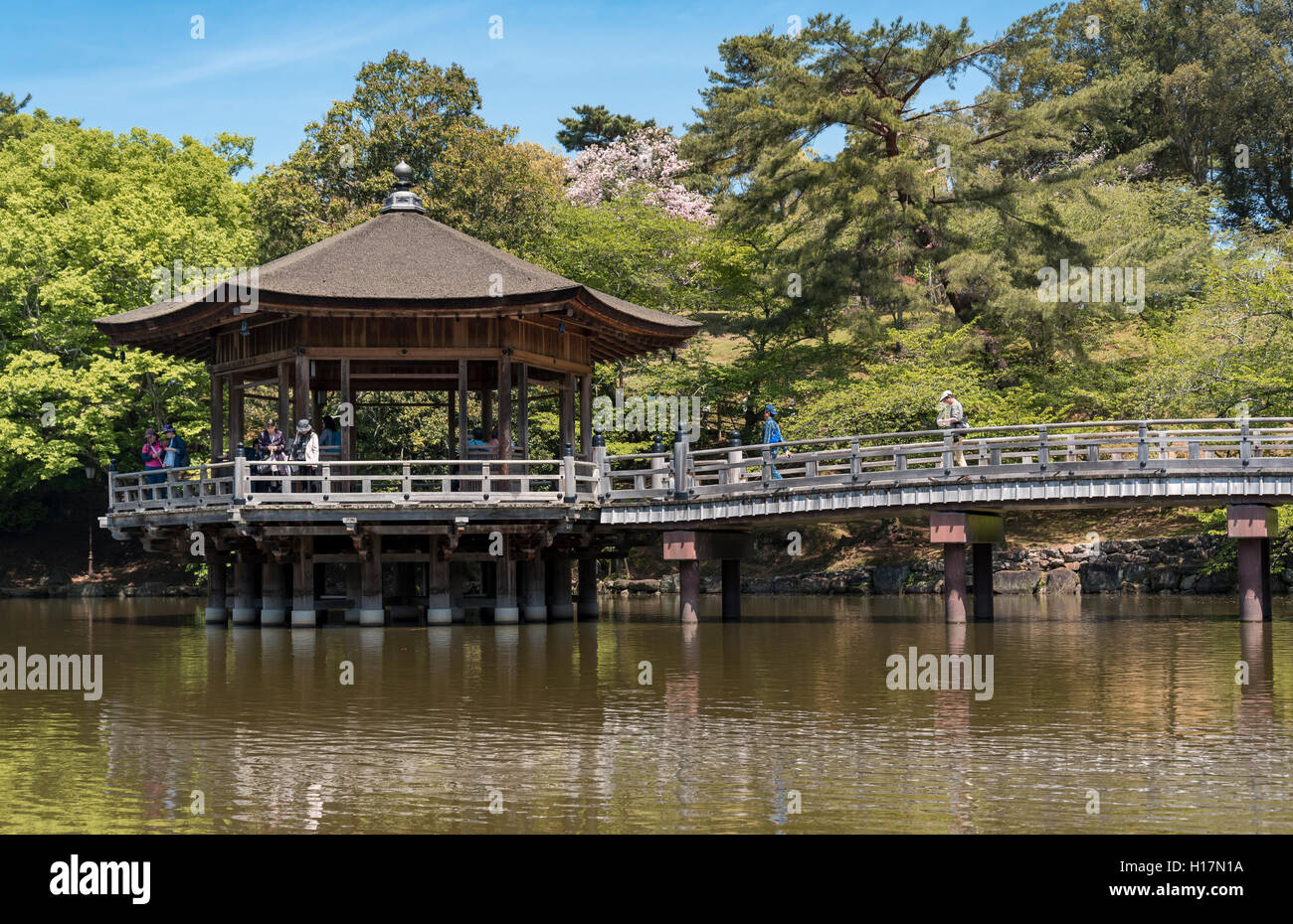 Ukimido Gazebo Pavilion on Sagiike Pond, Nara Park, Japan Stock Photo ...