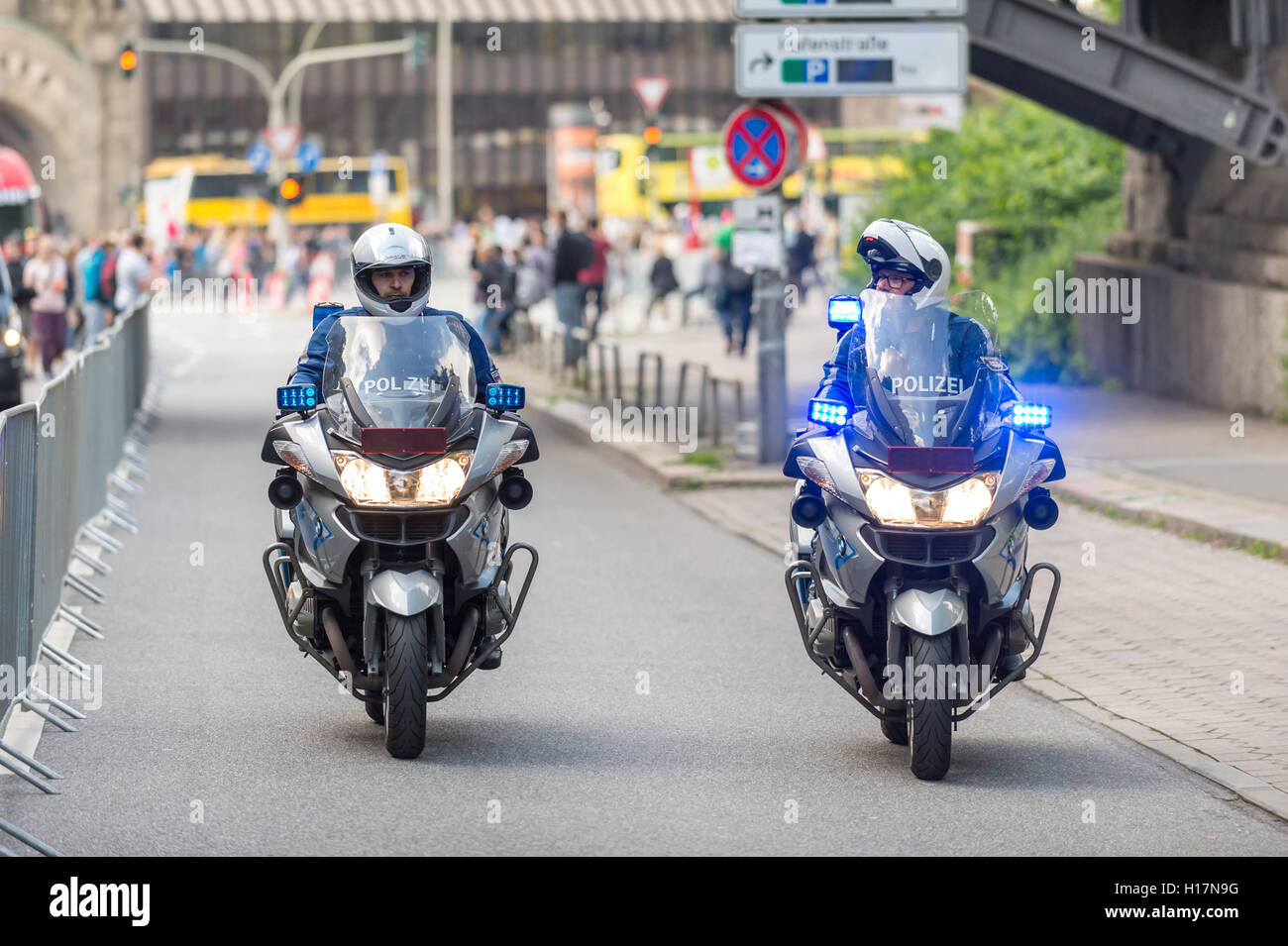 Police on motorcycles, Hamburg, Germany Stock Photo - Alamy