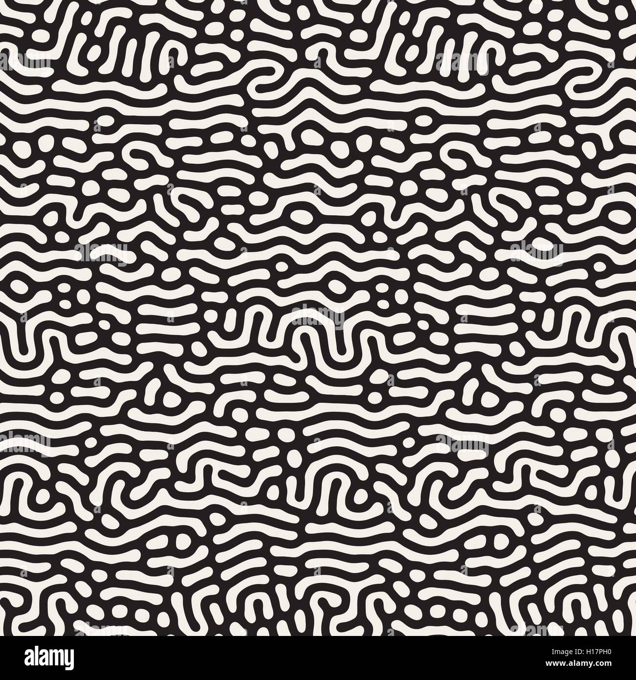 Vector Seamless Black and White Organic Lines Pattern Stock Vector ...