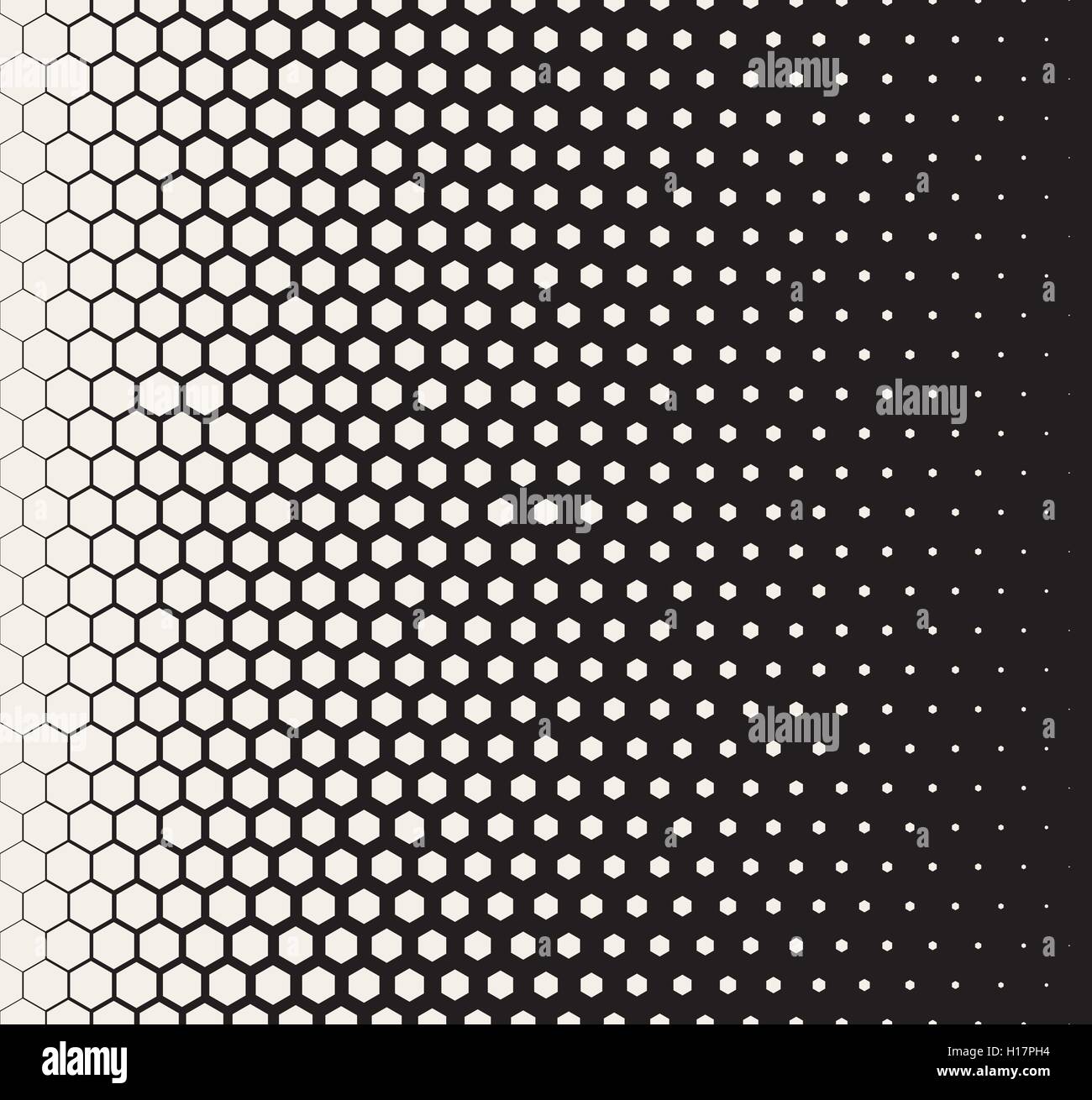 Vector Seamless Black and White Transition Halftone Hexagonal Grid ...