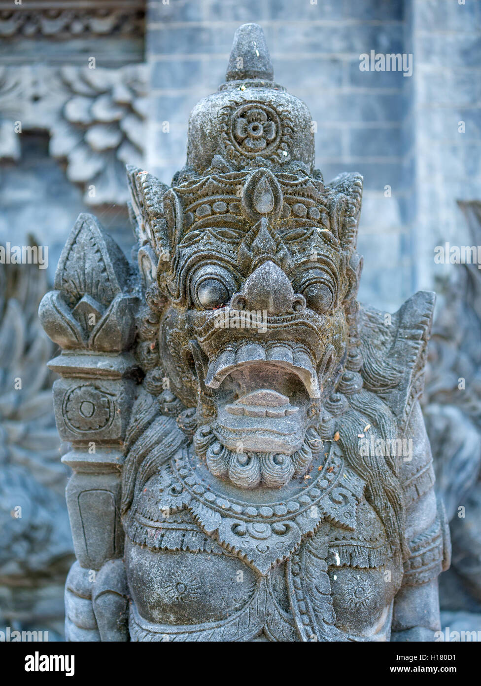 Stone sculpture on entrance door of Pura Padmasana Puja Mandala temple ...