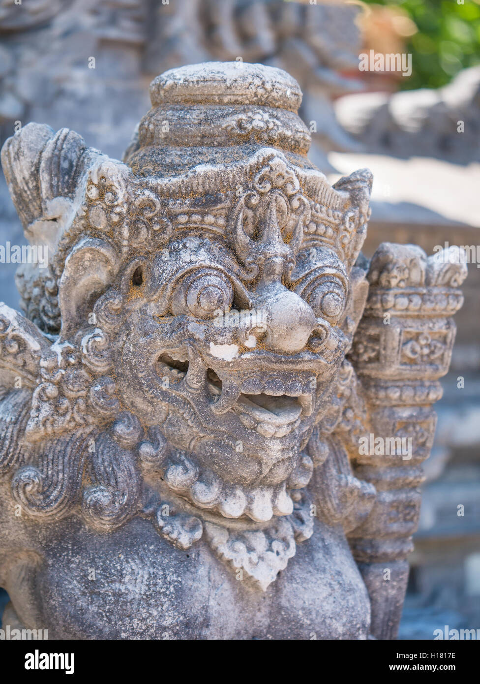 Stone sculpture on entrance door of Pura Padmasana Puja Mandala temple ...