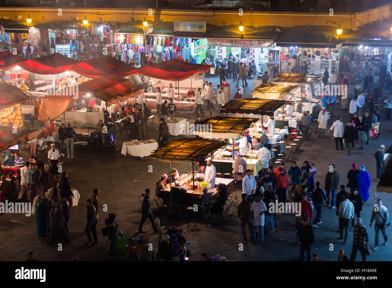 Busy Market in Marrakech in Africa during rush hour Stock Photo - Alamy