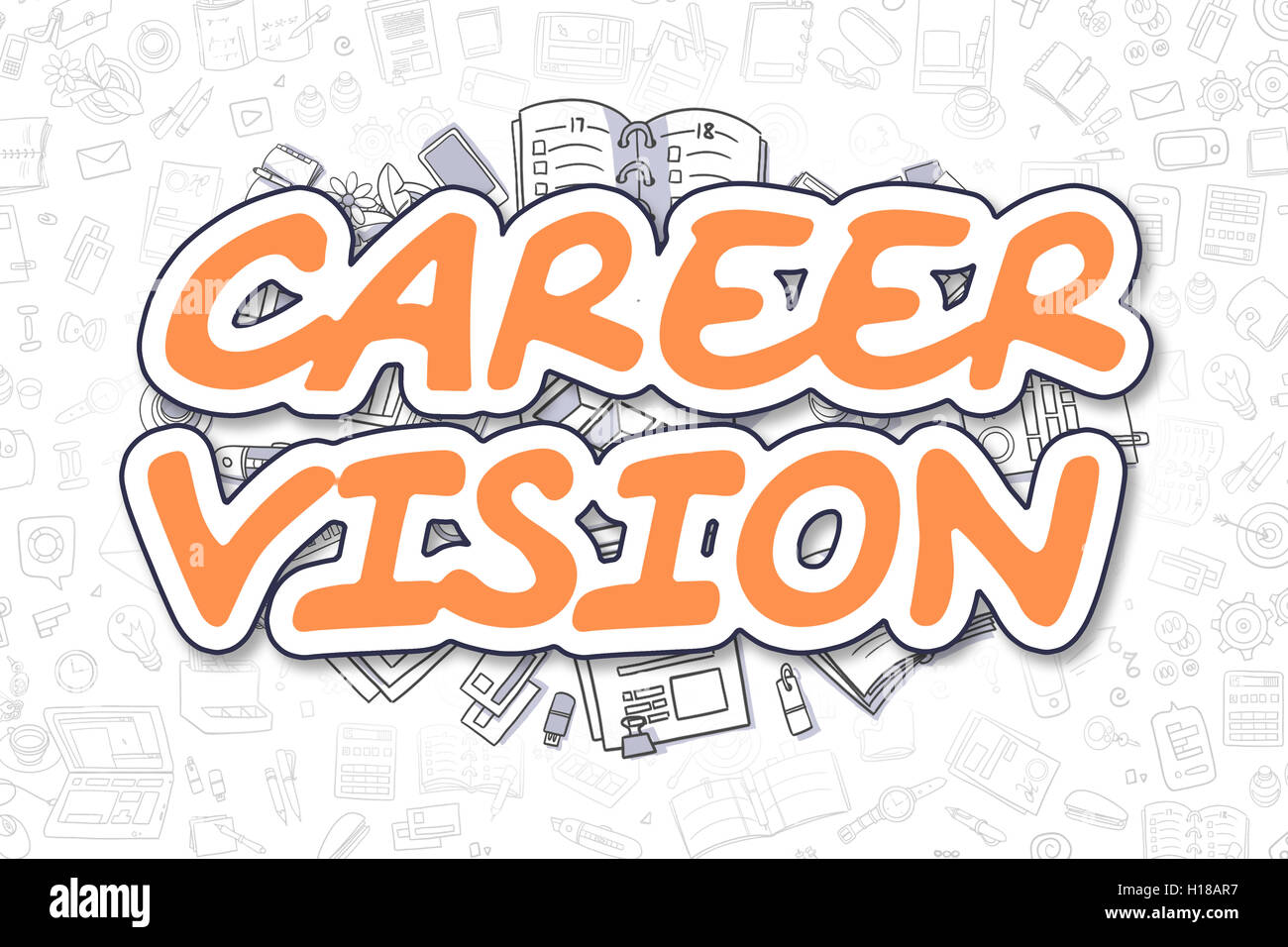 Career Vision - Cartoon Orange Word. Business Concept Stock Photo - Alamy