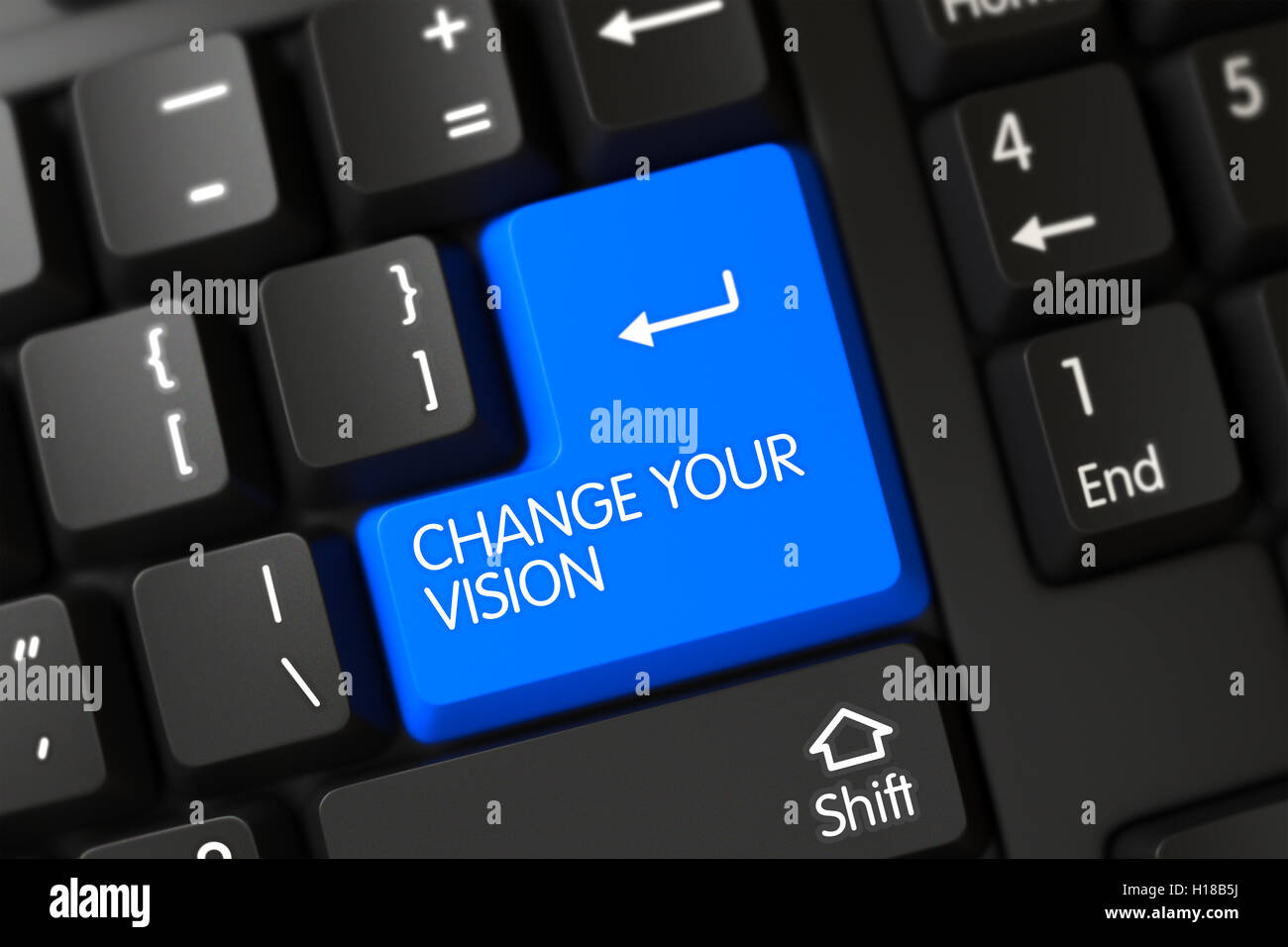 Keyboard with Blue Key - Change Your Vision. 3D Stock Photo - Alamy