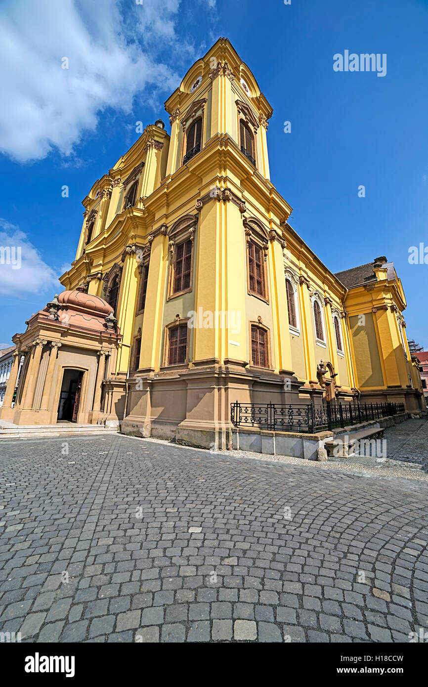 German Dome located on Union Square in Timisoara, Romania. Fish eye ...