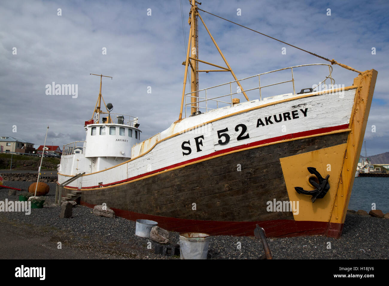 sf52 akurey fishing boat as a monument in Hofn harbour iceland Stock ...