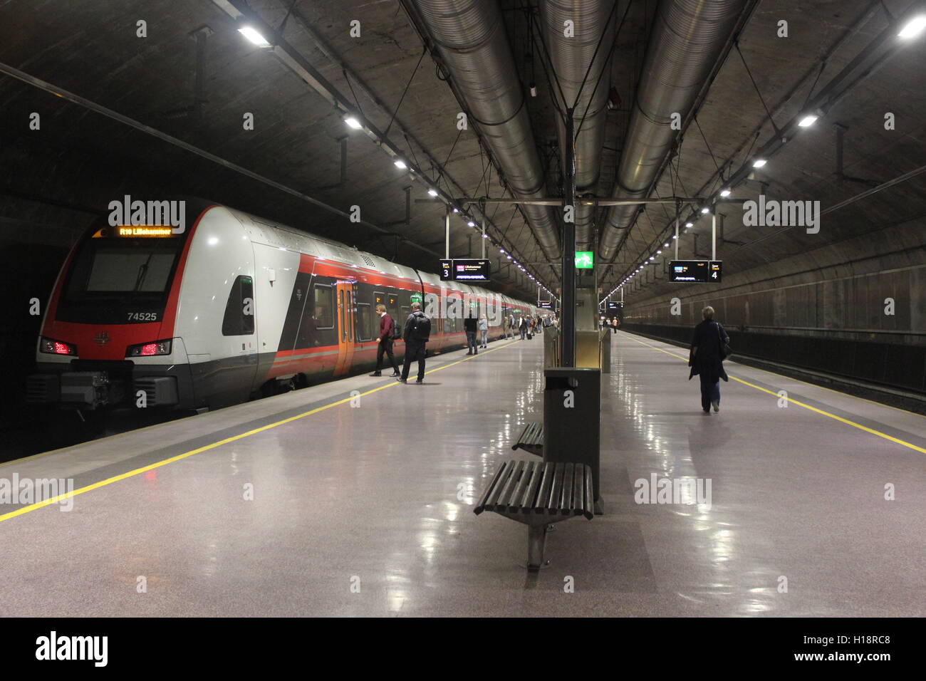 The Lillehammer train at the Nationaltheatret train station in Oslo ...