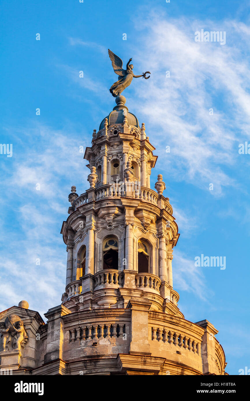 Statues on top of great Theatre in old town, Havana, Cuba Stock Photo ...