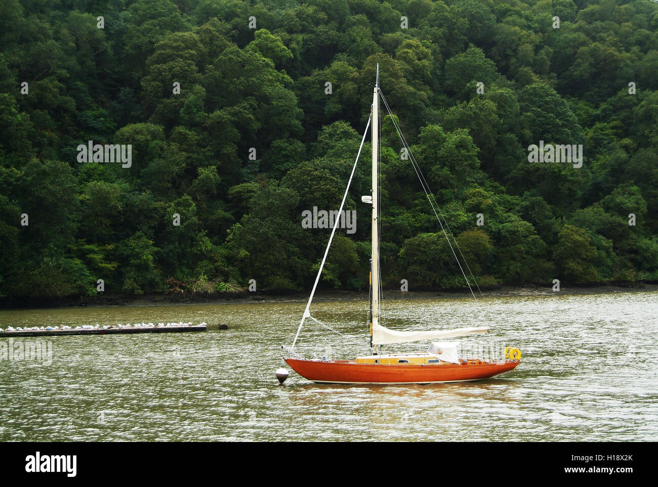brown boat photographed in Dartmouth Stock Photo - Alamy