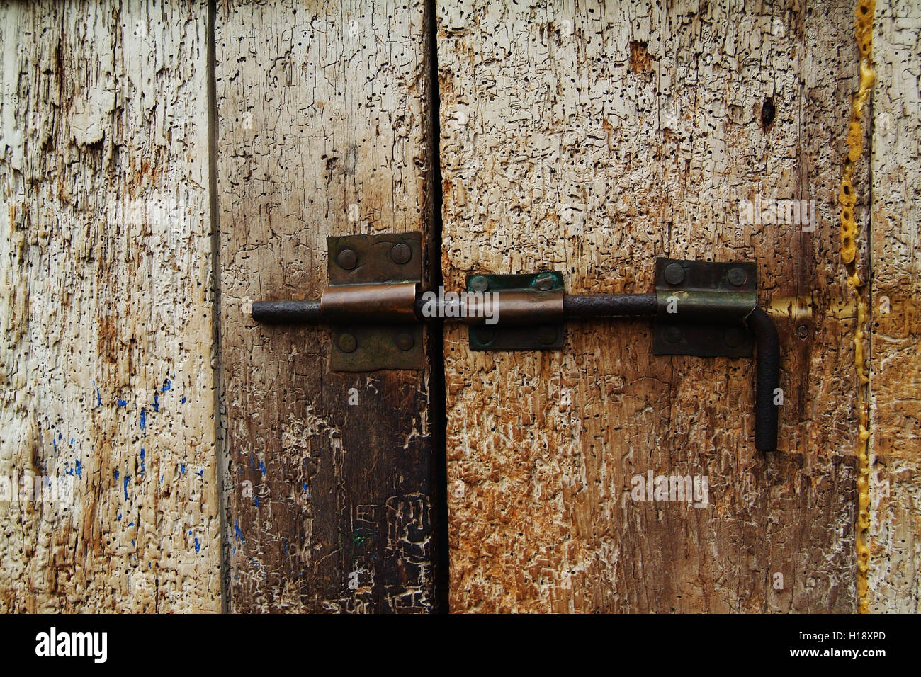 photo of locked wooden door Stock Photo - Alamy