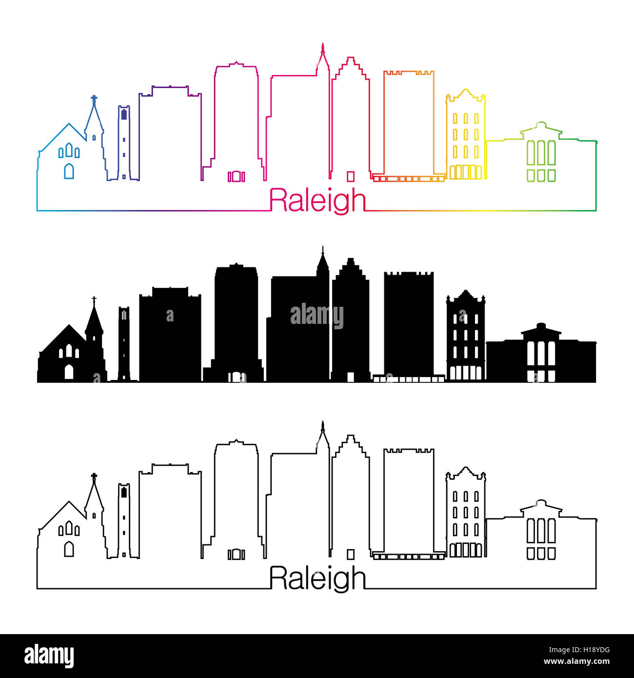 Raleigh skyline vector Cut Out Stock Images & Pictures - Alamy