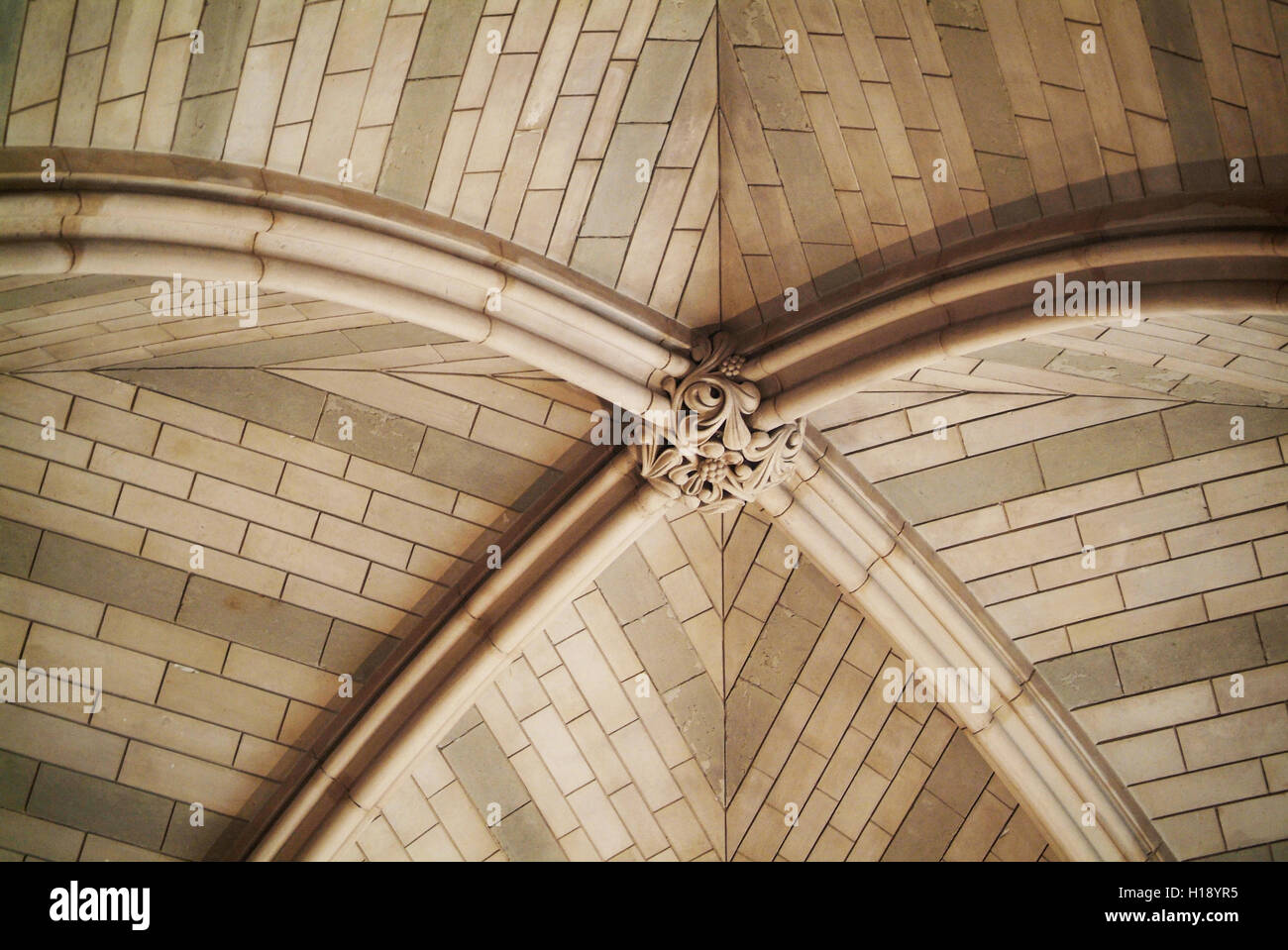 decorated and patterned ceiling in a medieval church in London, UK ...