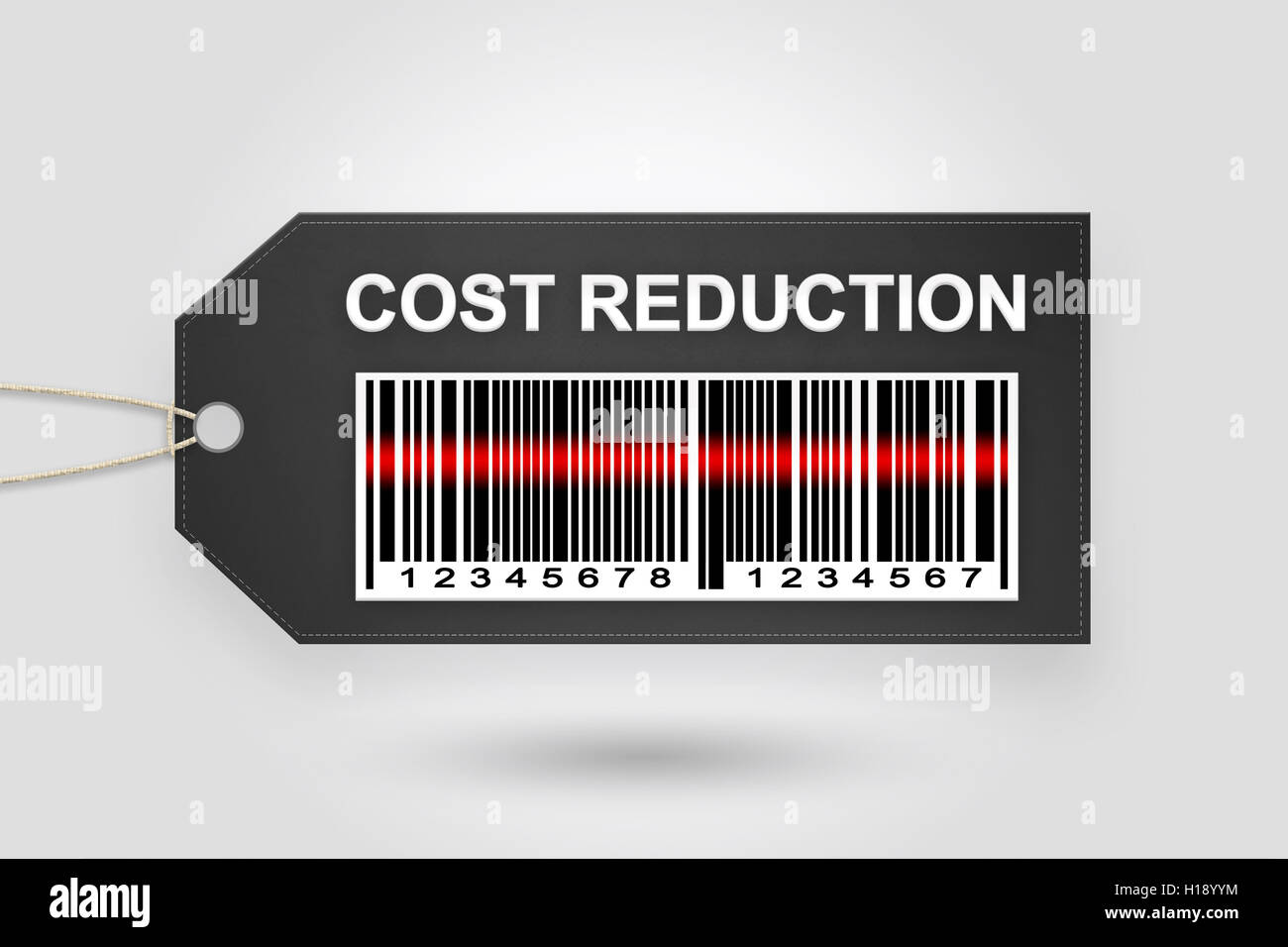 cost reduction price tag with barcode and grey radial gradient ...