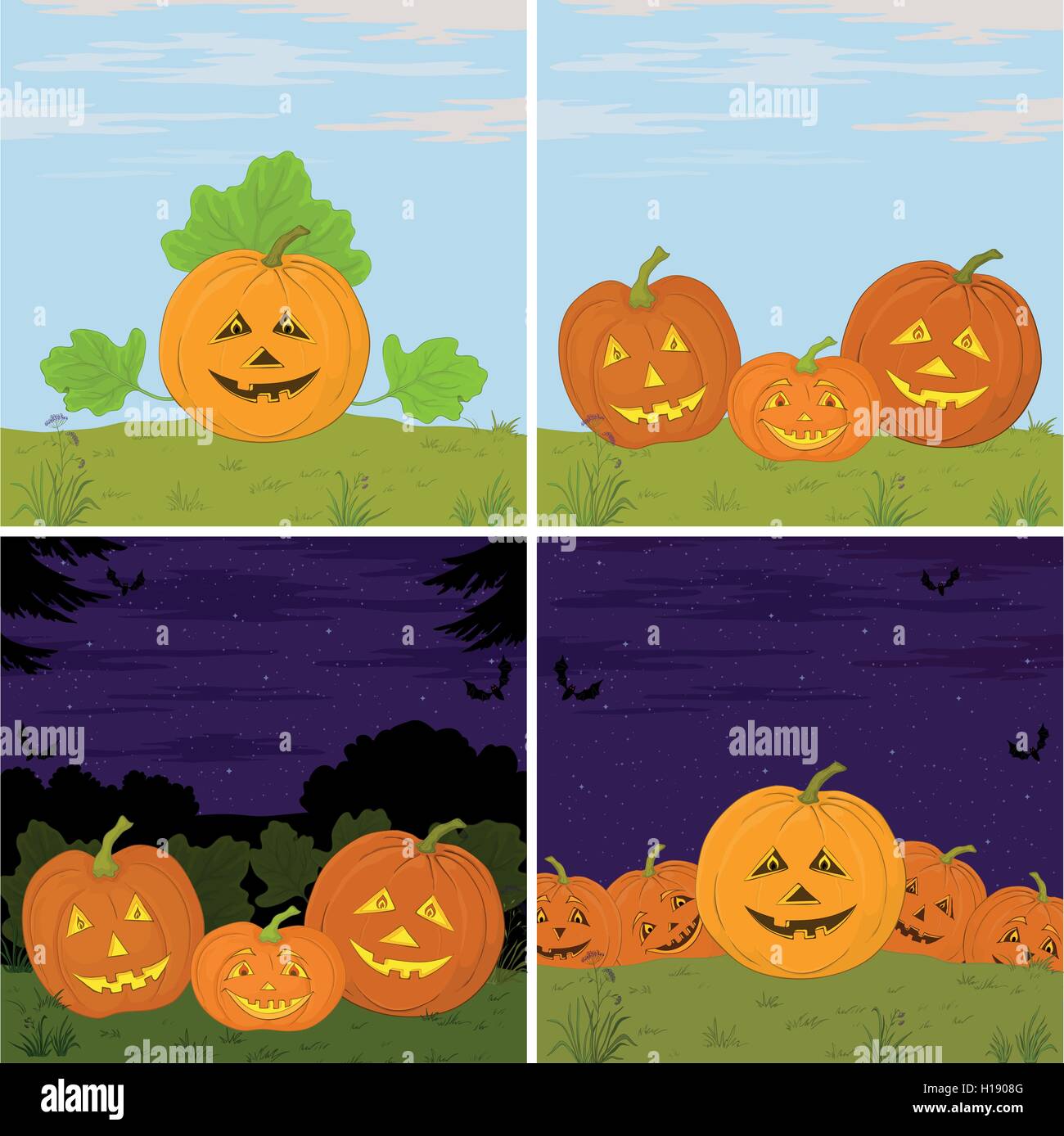 Pumpkins Jack O Lantern, set Stock Vector Image & Art - Alamy