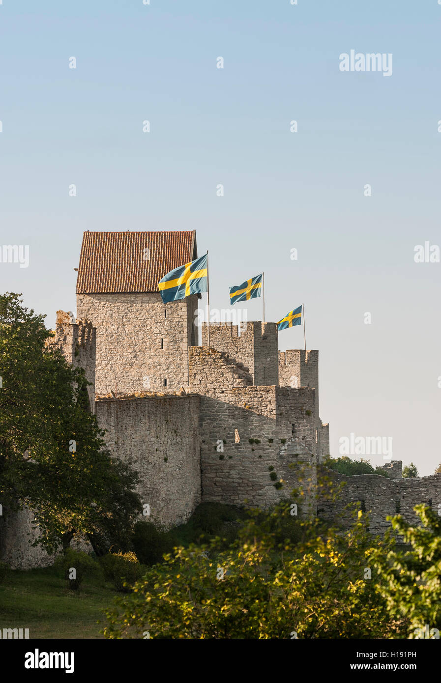 The Dalman Tower. Visby city wall, View from Ostergravar. Gotland ...
