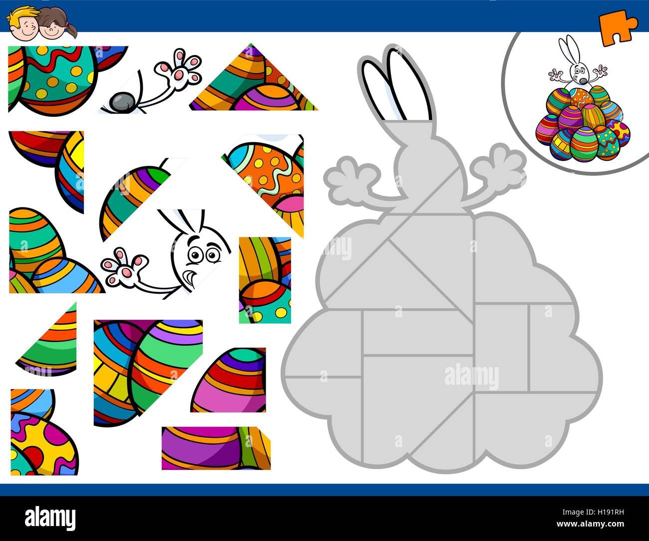 Cartoon Illustration of Educational Jigsaw Puzzle Activity Game for ...