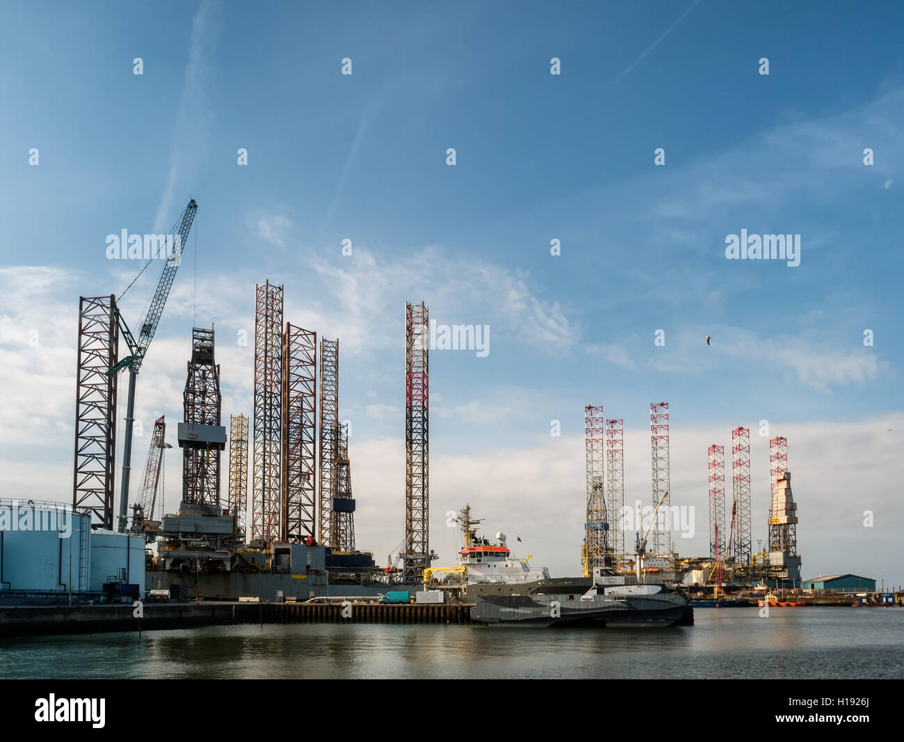 Oil rigs in Esbjerg harbor in Denmark Stock Photo - Alamy